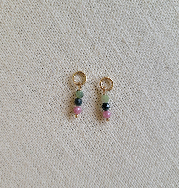 Triple Gem Tourmaline Gold Charm (Single) – Scandinavia Wolf Designs